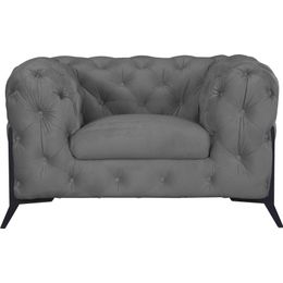 Chesterfield-Sessel Home Affaire, B:125cm H:75cm T:97cm, grau, Struktur (100% Polyester9;Samtoptik (100% Polyester), Sessel, "Amaury Sessel",