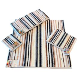 Waschhandschuh Ross, B:16cm L:22cm, grau, Frottier, Baumwolle, Handt&uuml;cher, "Multicolor", mit Streifen und gesticktem Ross-Emblem