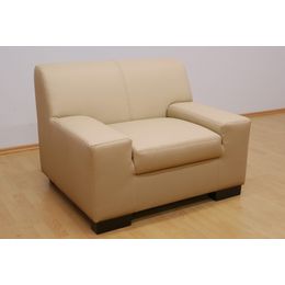 Sessel DOMO collection, B:110cm H:74cm T:85cm, braun, grobe Struktur (100% Polyester);Kunstleder SOFTLUX;Microfaser PRIMABELLE (100%