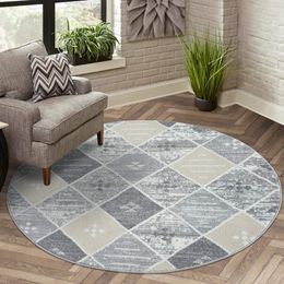 Teppich Carpet City, H:11mm &Oslash;:200cm, grau, Obermaterial: 50% Polyester, 50% Polypropylen, Wohnzimmer, Teppiche, "FLAIR179", Kurzflor-Teppich,