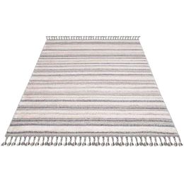 Hochflor-Teppich Carpet City, B:160cm H:20mm L:230cm, blau, Polypropylen, Teppiche, "Valencia 807", L&auml;ufer, Boho-Stil, 3D-Effekt, Streifen,
