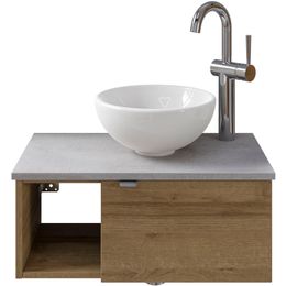 Waschtisch SAPHIR, B:61cm H:39,8cm T:35cm, braun, Badezimmer, Waschtische, "Serie 6915 Waschschale mit Unterschrank f&uuml;r G&auml;stebad, G&auml;ste WC", 61 cm