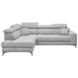 Ecksofa, B:282cm H:86cm T:198cm, grau, ED EXCITING DESIGN, 92% Polyester, 8% Nylon, Wohnzimmer, Sofas, "Sydney L-Form", motorischer