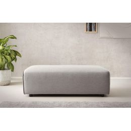 Hocker, B:130cm H:44cm T:62cm, grau, LeGer Home by Lena Gercke, 100% Polyester, Wohnzimmer, Hocker, "PIARA, Polsterhocker mit Kedernaht, Cord,