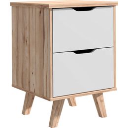 Nachtkommode FORTE, B:45cm H:63,9cm T:42cm, wei&szlig;, FSC-zertifizierter Holzwerkstoff, Sideboards, "Vankka", mit Griffmulde und Vierkantf&uuml;&szlig;en