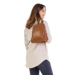 CLUTY Damen Cityrucksack, braun, Leder, Rindsleder, unifarben, Rucks&auml;cke, echt Leder, Made in Italy