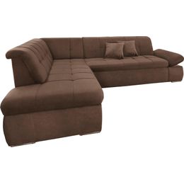 Ecksofa DOMO collection, B:273cm H:80cm T:216cm, braun, Chenille (85% Polyester, 15% Acryl);Luxus-Microfaser (100% Polyester);Struktur ( 100%