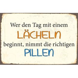 Metallbild queence, B:30cm H:20cm, schwarz, Metall, Stahl, Bilder, "L&auml;cheln", Stahlschild, Blechschild, Spr&uuml;che, Texte, witzig