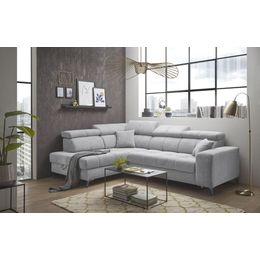 Ecksofa, B:282cm H:86cm T:198cm, grau, ED EXCITING DESIGN, 92% Polyester, 8% Nylon, Wohnzimmer, Sofas, "Sydney L-Form", motorischer