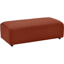 Hocker, B:130cm H:44cm T:62cm, rot, LeGer Home by Lena Gercke, 100% Polyester, Wohnzimmer, Sofas, "PIARA, Struktur, Polsterhocker mit Kedernaht", zur