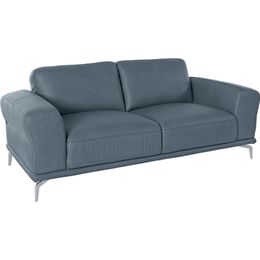 2-Sitzer W.Schillig, B:192cm H:78cm T:94cm, blau, Sofas, "montanaa", mit Metallf&uuml;&szlig;en in Silber matt, Breite 192 cm