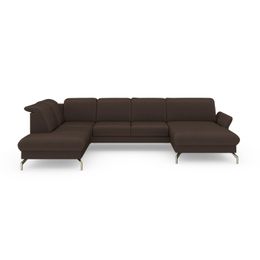 Sit & More Wohnlandschaft SIT & MORE, B:338cm H:84cm T:207cm, braun, Sofas, "Fashion U-Form", wahlweise mit Kopfteilverstellung, Vorziehsitz, motorisch,