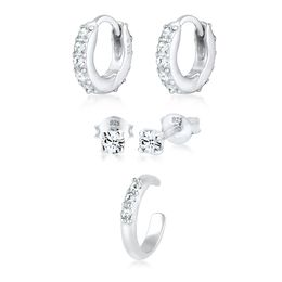 Elli Damen Ohrring-Set "3er Set 925 Silber, mit Kristallen von Swarovski", onesize,mit Steinen, Silber 925 (Sterlingsilber), silber, Silber 925
