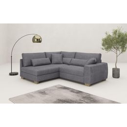 Ecksofa MR. COUCH, B:227cm H:68cm T:190cm, grau, Novaclean Avanti (100% Polyester), Wohnzimmer, Sofas, "Hilla L-Form", Mit Federkern, wahlweise mit