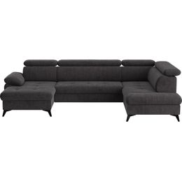 Wohnlandschaft COTTA, B:324cm T:207cm, braun, Sofas, "Hudson U-Form, B: 324 cm", mit Kopfteilverstellung, wahlweise mit Bettfunktion & Bettkasten