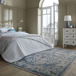 Teppich FLAIR RUGS, B:200cm H:7mm L:300cm, blau, Kunstfaser, Wohnzimmer, Teppiche, "Cordelia Vintage", aus recyceltem Polyester, Wohnzimmer,