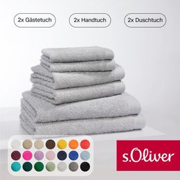 Handtuch Set s.Oliver, grau, Walkfrottier, Obermaterial: 100% Baumwolle, Handtuch-Sets, "s.Oliver, Premium Qualit&auml;t, 600 gr/m&sup2;", 2 G&auml;stet&uuml;cher 30x50,