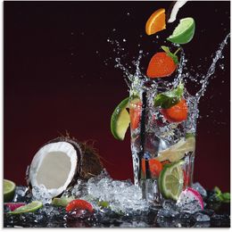 Glasbild Artland, B:50cm H:50cm, bunt, Glas, Küche, Bilder, "Frischer Fruchtcocktail II", in verschiedenen Größen