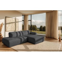 Ecksofa Home Affaire, B:222cm H:72cm T:166cm, grau, 100% PES, Wohnzimmer, Sofas, "Myrland", Breite 222 cm, Chenille, Easy Clean Stoff, mit Kaltschaum