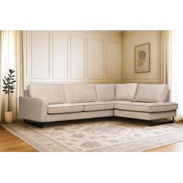 Ecksofa Home Affaire, B:290cm H:85cm T:217cm, grau, Luxus-Microfaser in Lederoptik (100% Polyester);Cord (92% Polyester, 8% Polyamide), Wohnzimmer,
