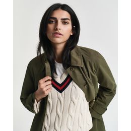 Gant Damen Kurzmantel "CAR COAT", gr&uuml;n, Gr. XL, unifarben, Web, Obermaterial: 55% Polyester, 45% Viskose, M&auml;ntel, Mit Rundhalsausschnitt