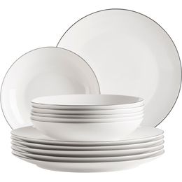 Mäser MÄSER Tafelservice "FELISE, aus Porzellan", 12 Stk., schwarz-weiß, Geschirr-Sets, Geschirr-Set, Service
