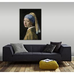 Leinwandbild, B:70cm H:60cm T:3cm, blau, Art for the home, Leinwand, Wohnzimmer, Bilder, "Meisje met de pare, Jan Vermeer", Handgemalte Leinwand mit