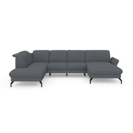 Sit & More Wohnlandschaft SIT & MORE, B:338cm H:84cm T:207cm, blau, Sofas, "Fashion U-Form", wahlweise mit Kopfteilverstellung, Vorziehsitz, motorisch,