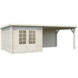 Gartenhaus Palmako, beige, Massivholz, Gartenh&auml;user, "Ella", 6,9+10,0 m&sup2;, mit Anbaudach