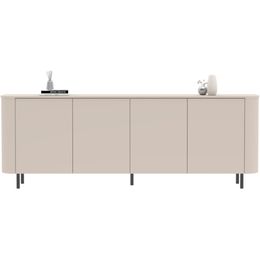 Sideboard Inosign "Lido, 231 cm breit, 4 Türen, Anrichte, Kommode, Stauraumschrank", cashmere, B:231cm H:83cm T:43cm, FSC-zertifizierter Holzwerkstoff, Sideboards, Formgebogenes MDF, Stirnseiten mit Rundung, Push-to-open, Metallfüße