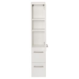 Midischrank Welltime, B:25cm H:130cm T:27cm, wei&szlig;, MDF, Spanplatte, Badezimmer, Schr&auml;nke, "Porto", Breite 25 cm, mit hochgl&auml;nzenden Fronten