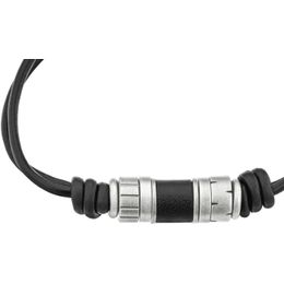 s.Oliver Herren Armband "2038007", 22cm, Edelstahl Leder, schwarz, Edelstahl, Leder, Armb&auml;nder
