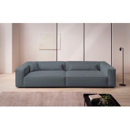 3-Sitzer, B:316cm H:66cm T:136cm, grau, LeGer Home by Lena Gercke, 100% Polyester, Sofas, "PIARA XXL, Sofa mit Kedernaht in Cord, Leinenoptik o.