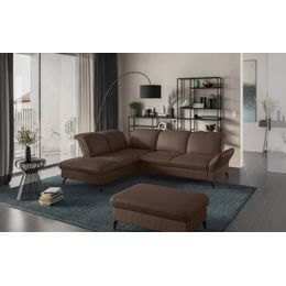 Sit & More Ecksofa SIT & MORE, B:288cm H:88cm T:242cm, braun, 100% Polyester, Wohnzimmer, Sofas, "Leandro L-Form", Wahlweise mit Bett-, Kopfteil - und