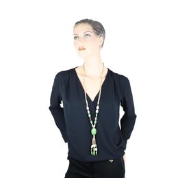 Damen Lange Kette "Marbelle", gr&uuml;n, Basic, Collezione Alessandro, Metall, Halsketten, echte Steine an hochwertigem Band