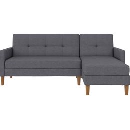 Ecksofa DOREL HOME, B:212cm H:82cm T:153cm, grau, Webstoff 100% Polyester, Wohnzimmer, Sofas, "Lilly, L-Form", mit Bett-Funktion, Recamiere