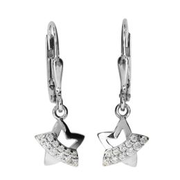 OSTSEE-SCHMUCK Damen Paar Ohrh&auml;nger "OSTSEE-SCHMUCK Ohrh&auml;nger Stern Ohrh&auml;nger Stern", 24 x 9mm, Silber 925 (Sterlingsilber), wei&szlig;, Silber 925