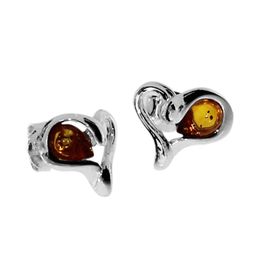 OSTSEE-SCHMUCK Damen Paar Ohrstecker "- Herz - Silber 925/000 - Bernstein", Silber 925 (Sterlingsilber), silber, Silber 925 (Sterlingsilber), Ohrringe