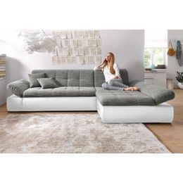 Ecksofa DOMO collection, B:300cm H:80cm T:172cm, grau, Kunstleder SOFTLUX / Struktur (90% Polyester/ 10% Polyacryl);Microfaser PRIMABELLE (100%