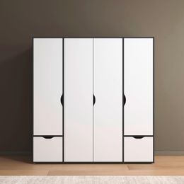 Dreht&uuml;renschrank Rauch, B:187cm H:194cm T:53cm, grau, Holzwerkstoff, Schr&auml;nke, "Kleiderschrank Schrank Garderobe W&auml;scheschrank NARAI mit Schubladen",