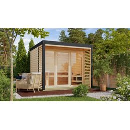 Karibu Saunahaus "Anja 3", Bio-Ofen, externe Steuerung, 9 kW, braun, Garten, Saunen