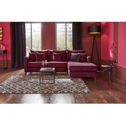 Ecksofa Home Affaire, B:234cm H:90cm T:160cm, rot, Samtvelours 100% Polyester;Luxus-Microfaser ALTARA NUBUCK (100% Polyester), Wohnzimmer, Sofas,