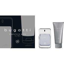 Bugatti Damen Eau de Toilette "Bugatti Signature Grey for him GP EdT 100ml + 200 ml SG", 300ml, grau, Parf&uuml;ms, Herrenduft-Set mit holziger Note,