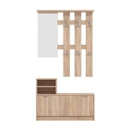 Garderoben-Set Inosign, B:100cm H:191,5cm T:29cm, braun, Glas, Kunststoff, Metall, Spanplatte, Flur, Kastenmöbel-Sets, "Ravenna Flurgarderobe,
