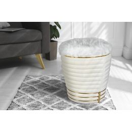 Sitzhocker Kayoom, B:42cm H:50cm T:42cm, wei&szlig;, Bezug: 50% Baumwolle 50% Acryl / Korpus: Pappelholz, Hocker, "Hocker Doric, trendiger Look,