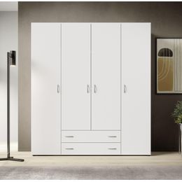 Dreht&uuml;renschrank Schlafkontor, B:160cm H:177cm T:52cm, wei&szlig;, Holzwerkstoff, Schr&auml;nke, "Base Kleiderschrank Joe Garderobe Hochschrank W&auml;scheschrank",