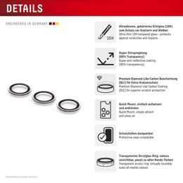Displex Kameraschutzglas "Camera Lens Glass Single Glass Ring Protector", B:9cm H:1,2cm T:13,5mm, transparent, Displayfolien, Objektivschutz,