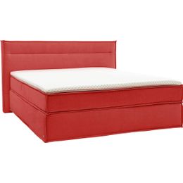 Boxspringbett Musterring, B:200cm L:215cm, rot, Komplettbetten, "JustB SC100", schwebende Optik, inklusive Topper, verschiedene Farben, 180 x 200 cm