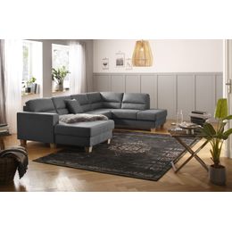 Wohnlandschaft Home Affaire, B:313cm H:85cm, grau, Sofas, "Navan, komfortabel mit viel Platz, U-Form", wahlweise mit Bettfunktion und Kopfst&uuml;tze
