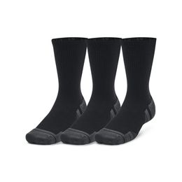 Under Armour Damen Tennissocken "Unisex UA Performance Tech-Crew-Socken im 3er-Pack", Gr. XL, schwarz, Obermaterial: 98% Polyester, 2% Elasthan,